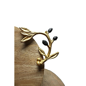 Robalo Acacia Wood Round Serving Tray with Metal Handles, 25cm Width, Brown