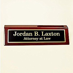 Desk Name Plate with Card Holder | Custom Name Plate | Personalized Desk Plate with Business Card Holder