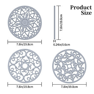 Viwehots Silicone Trivets Mats for Hot Pots and Pans, Multi-Use Intricately Carved Hot Pads and Mats, Flexible Modern Kitchen Table Mat, Heat Resistant Round Big Coaster Set of 3 Mixing Color