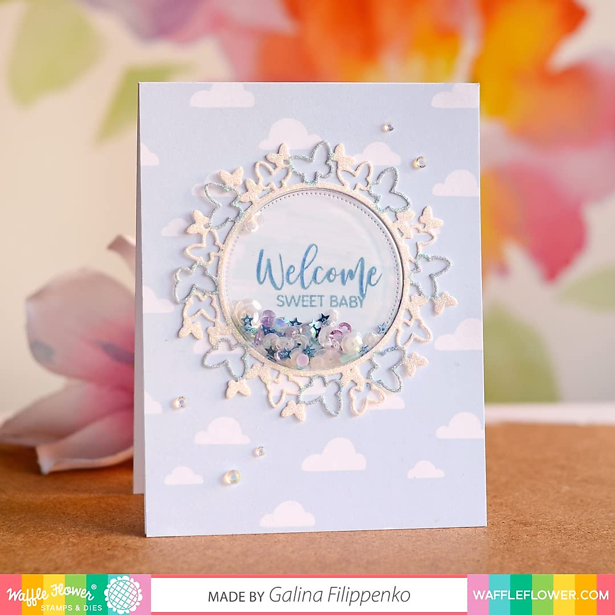 Waffle Flower Shaker Cover - Slim Circles - 1/8" Deep Low Profile Plastic Clear Shaker Pourch Covers to Create Shaker Cards to Send Through Regular Mail. 2.2", 1.45", and 0.7" Circles