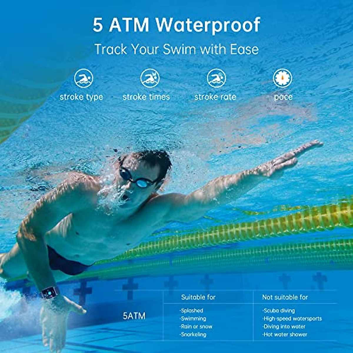 UMIDIGI Smart Watch for Android Phones Compatible with Samsung iPhone,Health and Fitness Tracker,19 Sport Modes,Built-in-GPS, Blood Oxygen(SpO2) Monitoring, 1.7" Touch Screen,Sleeping tracking-Uwatch5