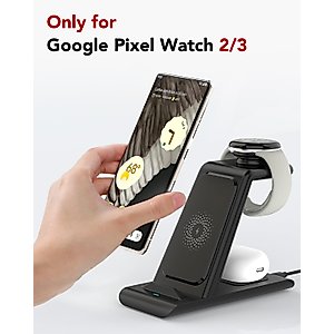 Upgraded 3 in 1 Wireless Charger Compatible with Google Pixel Watch 3/2, Pixel 9 Pro XL/9/8/7/7A/6 Pro, Pixel Buds Pro/2, Wireless Charging Station for Multiple Devices (Not for Pixel Watch 1)