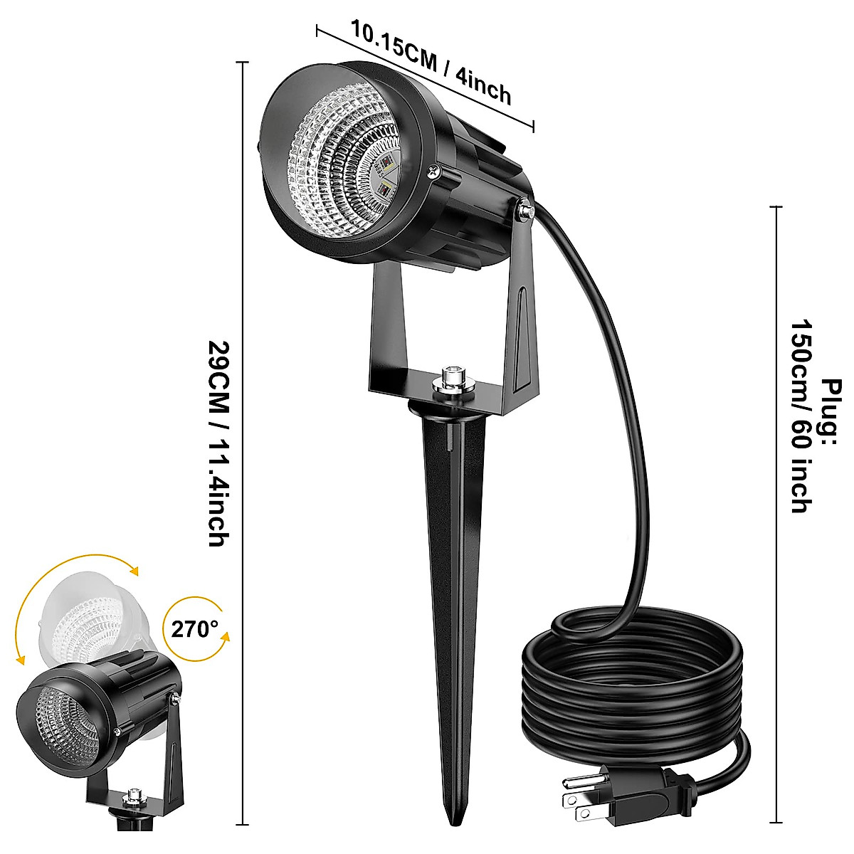 Musuger 1500LM LED High Brightness Outdoor Landscape Lighting 15W RGB Color Changing Landscape Lights Bluetooth Remote Control Spot-Lights with Plug in IP66 Waterproof Flood Light for Garden - 1 Pcs