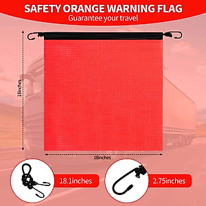 Boao 4 Pieces 18 x 18 Inch Hook Safety Warning Flag Mesh Safety Flag Warning Flag with Vinyl Welt and Bungee Cord for Truck and Pedestrian Crossings, Deep Red