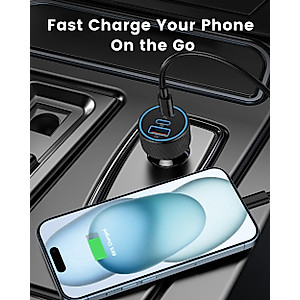 USB C Car Charger, 3-Port 67W Dual USB-C & USB-A Car Power Adapter PD/QC Fast Charging Cigarette Lighter for iPhone 16/15/14/13/12/11/Pro Max, iPad, Samsung Galaxy S25 S24/S23/S22/S21, Pixel, Android