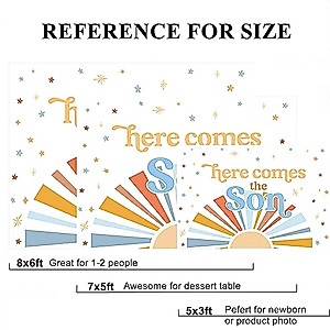 Sunshine Baby Shower Backdrop for Boys Boho Here Comes The Son Baby Shower Party Decorations Boy Sonshine Shower Decor Banner Photobooth Supplies 5x3ft