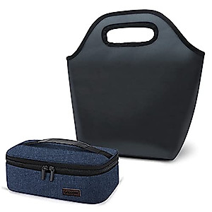 Gloppie Mini Lunchbox Small Lunch Bag for Men Leakproof Insulated Lunch Tote for Women Blue + Black