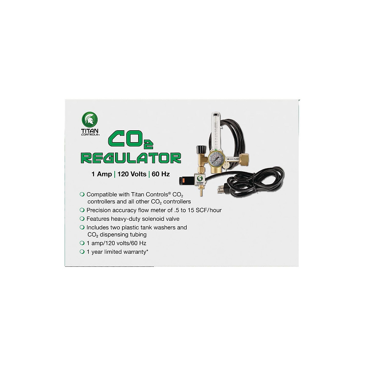Titan Controls CO₂ Regulator - Compatible with Titan Controls CO₂ Controllers and Other CO₂ Controllers, For Gardens