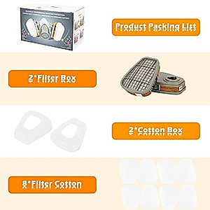 Teyio 6001 Filter Cartridges for Respirator Mask with Filters, Dust-Proof, Painting-Proof, Organic Vapor, Pollen and Chemical Cartridges Brown