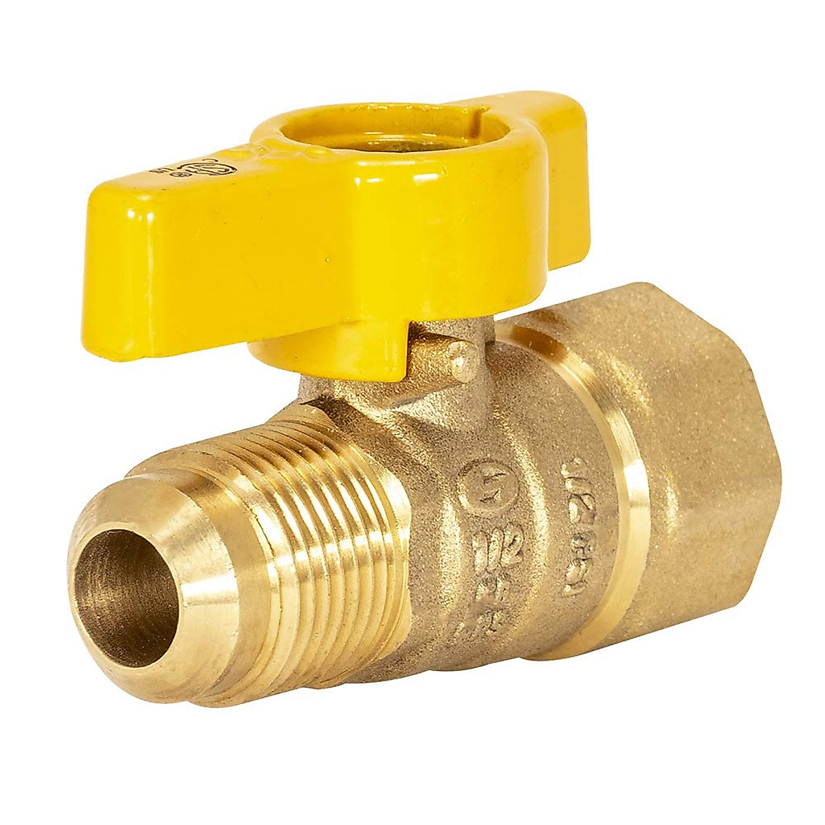 Eastman 1/2 Inch FIP x 1/2 Inch OD Flare Female Straight Gas Ball Valve with 1/4-Turn Handle, Brass Plumbing Fitting, 60003