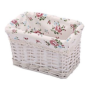 KINGWILLOW Woven Rectangular Wicker Storage Basket,Small Organizer Box
