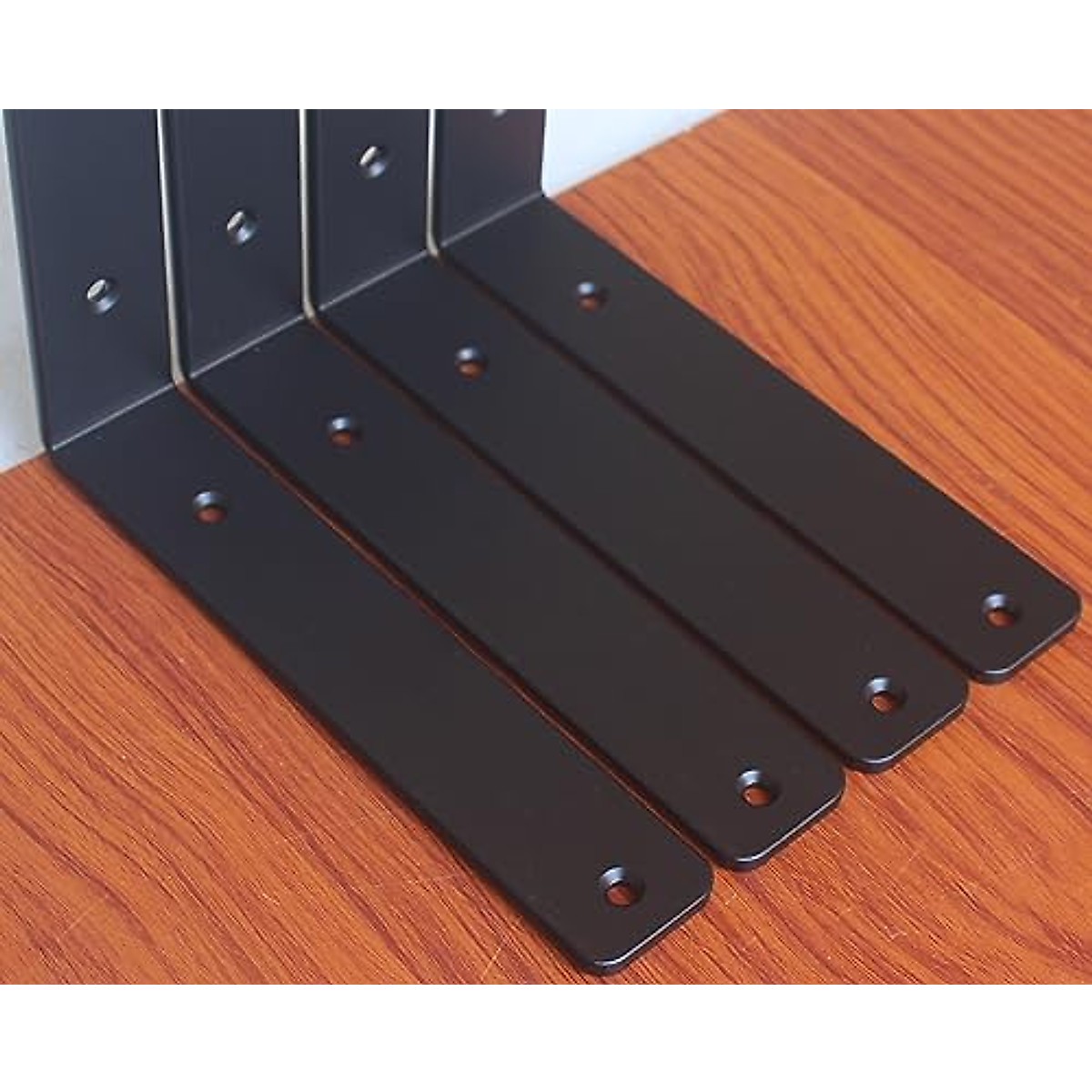 4 Pack - L 8" x H 6" x W 1.5", 5mm Thick Rustic Shelf Bracket, Iron Shelf Brackets, Metal Shelf Bracket, Industrial Shelf Bracket, Modern Shelf Bracket, Decorative Shelving, Shelf Supports with Screws