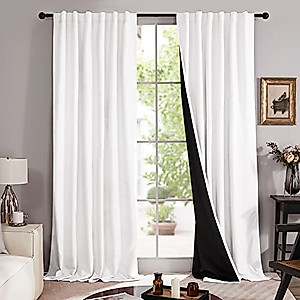 Deconovo White Curtains 84 Inches Long - Full Blackout Curtains for Bedroom, Soundproof White Curtains, Blackout Tab Top Window Curtains (52W x 84L Inch, Pure White, 2 Panels)