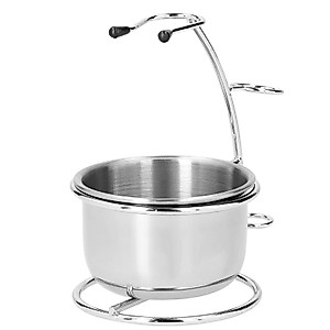 Nunafey Shaving Stand and Bowl Set,Multi?function Practical Metal Shaving Brush Holder Stainless Steel Razor Soap Stand Bowl,Shaving Brush Stand for