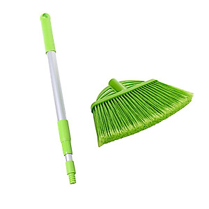 Xifando Mini Broom and Dustpan and Telescopic Rod Long Handle Broom, Camping Cleaning Tools, Light Blue and Green