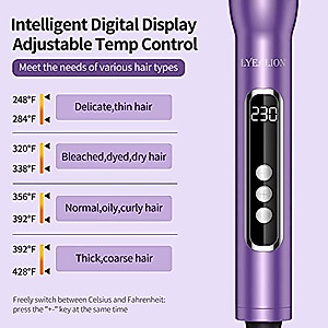 Beach Wave Hair Curling Iron Wand, Lyealion 6 in 1 Curling Iron Set with 2 * 3 Barrel Hair Crimper, Curling Brush and 3 Interchangeable Ceramic Curling Wand for Women