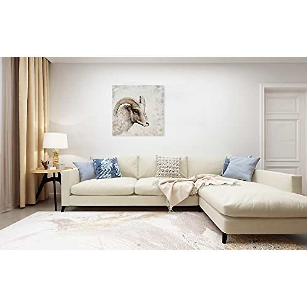 YHSKY ARTS Rustic Animal Canvas Wall Art with Textured Modern Sheep Paintings Contemporary Animal Pictures Square Artwork for Farmhouse Living Room Bedroom Bathroom Decor