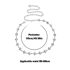 eMagTech Waist Chain Single Row Crystal Belt Chain Diamond Rhinestone Waist Belt Decorative Accessories for Women Lady Girls Zinc Alloy Silver