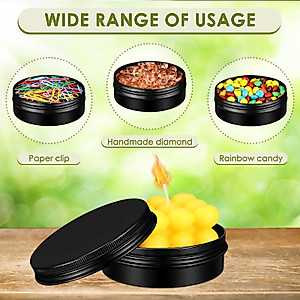 100 Pack Metal Tins 4 oz Aluminum Containers Screw Top Round Tin Cans with Lids for Cosmetic Lip Balm DIY Salves Candles Wax (Black)