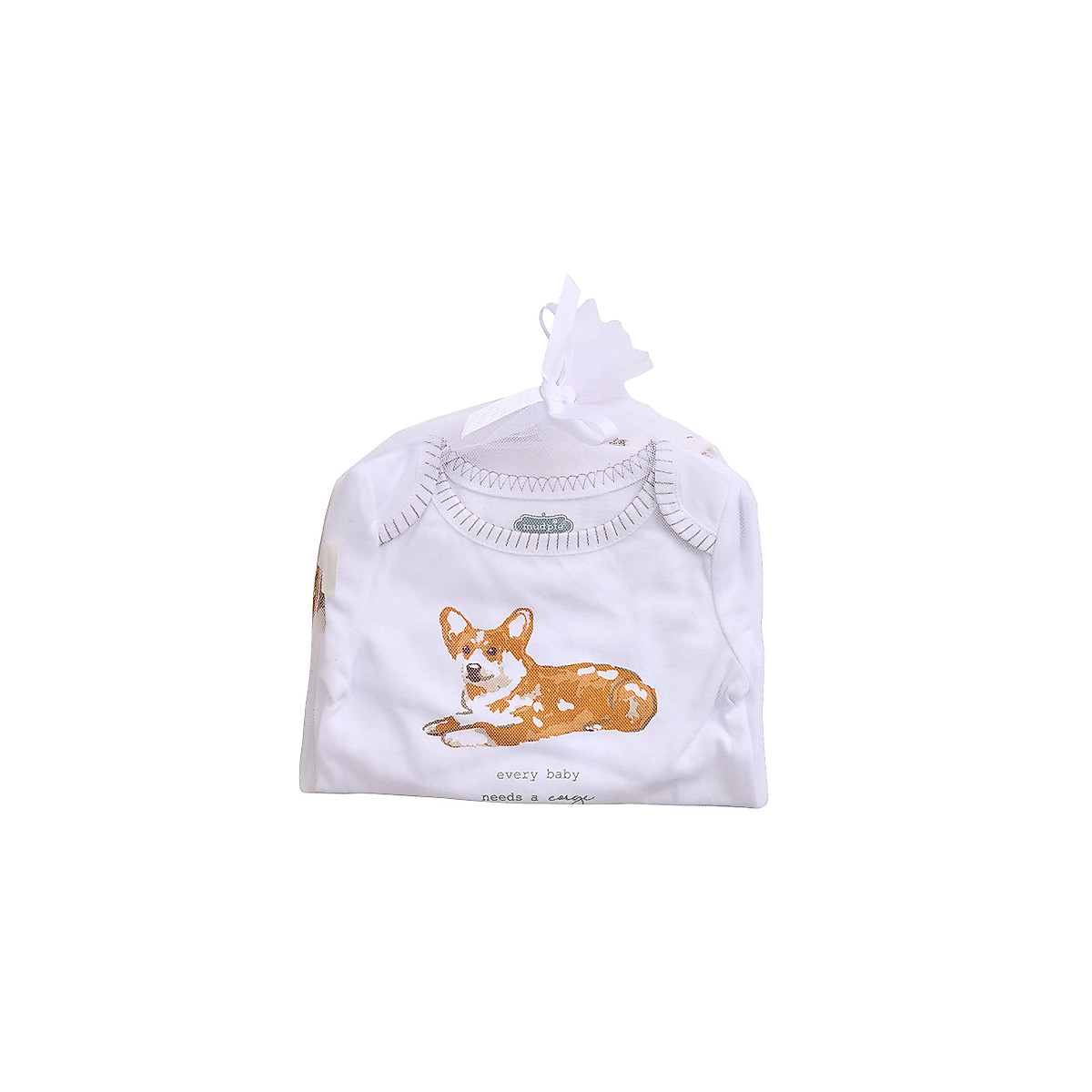 MUD PIE Baby Dog Breed Bodysuit and Bib Set, Corgi, 0-6 Months