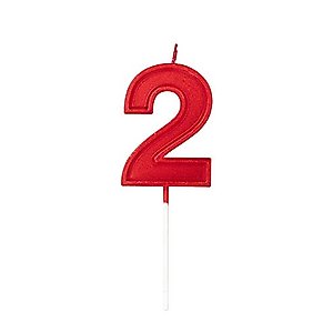 2.76in Birthday Candles Glitter Cake Red Number 2 Candles Topper Decoration for Wedding Anniversary,Kids and Adults Party Celebration (RED Number 2)