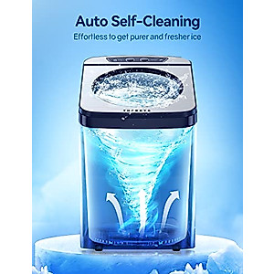 Thereye Countertop Nugget Ice Maker, Pebble Ice Maker Machine, 30lbs Per Day, 2 Ways Water Refill, 3Qt Water Reservoir & Self-Cleaning, Stainless Steel Ice Machine for Home Office Bar Party