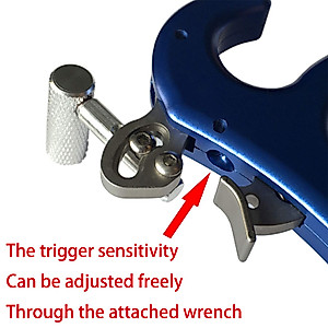 JY-Sports Archery Release Aids 4-Finger Handle Adjustable Aluminium Alloy String Separator Protector for Compound Bow Blue
