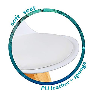 GOTMINSI Set of 2 Modern Style Chair Dining Chairs, Shell Lounge Plastic Chair with Natural Wood Legs (White)