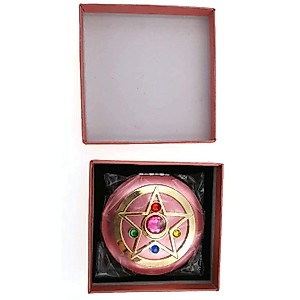 Makeup Compact Mirror Personal Makeup Mirror Portable Travel Handheld Foldable Double Sided Mirror with Crystal Star Miao WU