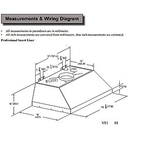 CT Copper Tailor Built-in Range Hood Insert Vent 48 Inch, 1150 CFM with 4-Speed Fan, LED Light, Dishwasher-safe Baffle Filter,Stainless Steel