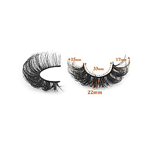 HeyAlice Mink Lashes Fluffy False Eyelashes 22mm Natural Dramatic Eye Lashes Pack D Curl Volume Strip Fake Eyelashes (HY2)