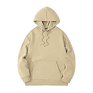 SOLY HUX Men's Letter Graphic Hoodies Long Sleeve Drawstring Pocket Casual Pullover Sweatshirt Khaki Letter M