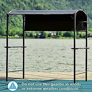 Merax 7ft Grill Gazebo, Patio Barbecue Canopy with Serving Shelf and Storage Hooks Side Awning, Curved Shelter for Outdoor Garden