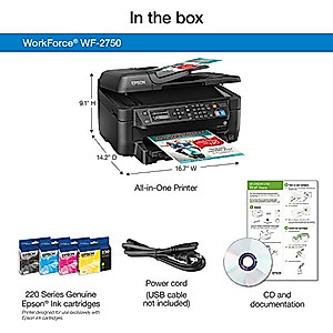 Epson WF-2750 All-in-One Wireless Color Printer with Scanner, Copier & Fax, Amazon Dash Replenishment Ready