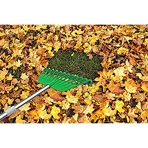 Gardzen 12 Tines Gardening Leaf Rake, Lightweight Steel Handle, Detachable, Ideal Camp Rake, Comes with Dustpan-Type Garden Bag