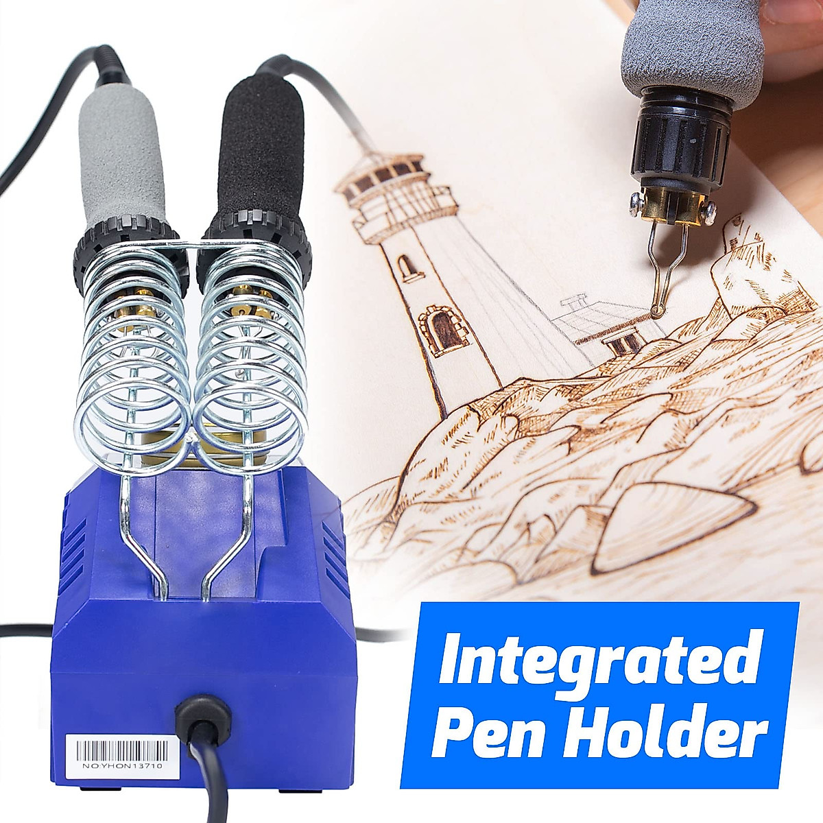 WEP 939D-VI Dual Pen Wood Burning Kit 250-750℃/482-1382℉ A/B Toggle Wood Burning Tool with 2 Detachable Pens, 20 Wood burner Tips, Dual-Barrel Holder. Suitable for Pyrography, Leather Burning Kit