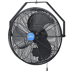iLiving 18" Wall Mounted Variable Speed Indoor/Outdoor Weatherproof Fan, Industrial grade for Patio, Greenhouse, Garage, Workshop, and Loading Dock, 6360 CFM, Black