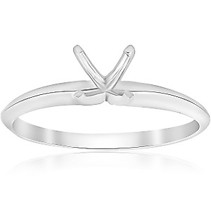 P3 POMPEII3 Engagement Ring Setting Four Prong Solitaire14K White Gold - Size 8