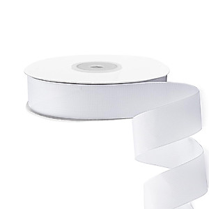LIUYAXI 1" X 50 Yards Solid White Grosgrain Ribbon, Perfect for Crafts, Wedding Decor, DIY Hair Accessories, Sewing, Gift Package Wrapping and More