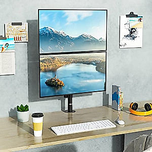 WALI Dual Monitor Desk Mount Stand for LCD LED Flat Screen TV Holds in Vertical Position 2 Screens up to 27 Inch with Optional Grommet Base (M002XLS), Black