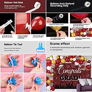 Graduation Decorations for Class of 2023, 80Pcs Graduation Balloons+ 1Pcs Graduation Backdrop Banner+ 2Pcs Graduation Tablecloth Kit for College High School Middle School Graduation Decor- Maroon