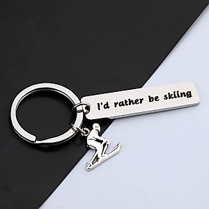 Gzrlyf I'd Rather be Skiing Keychain Funny skiing Gifts for Skier Ski Lovers Ski Coach Gift (Keychain)