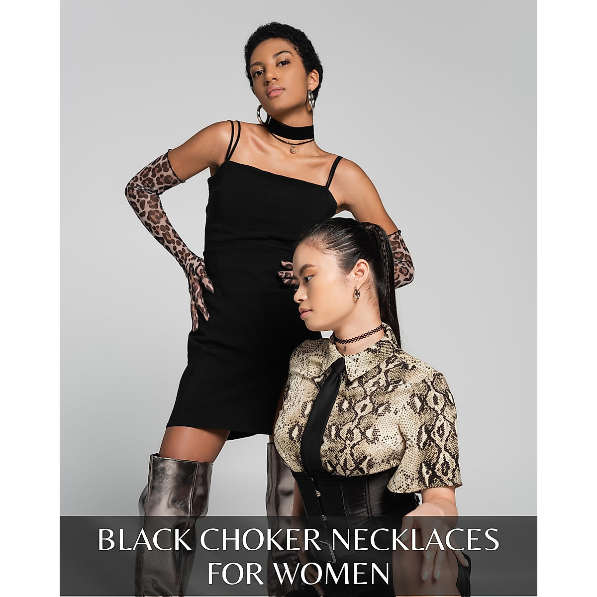 STACKABLE CREATIONS Black Choker Necklaces for Women, Wide Velvet Thick 90s Ribbon Neck Collar