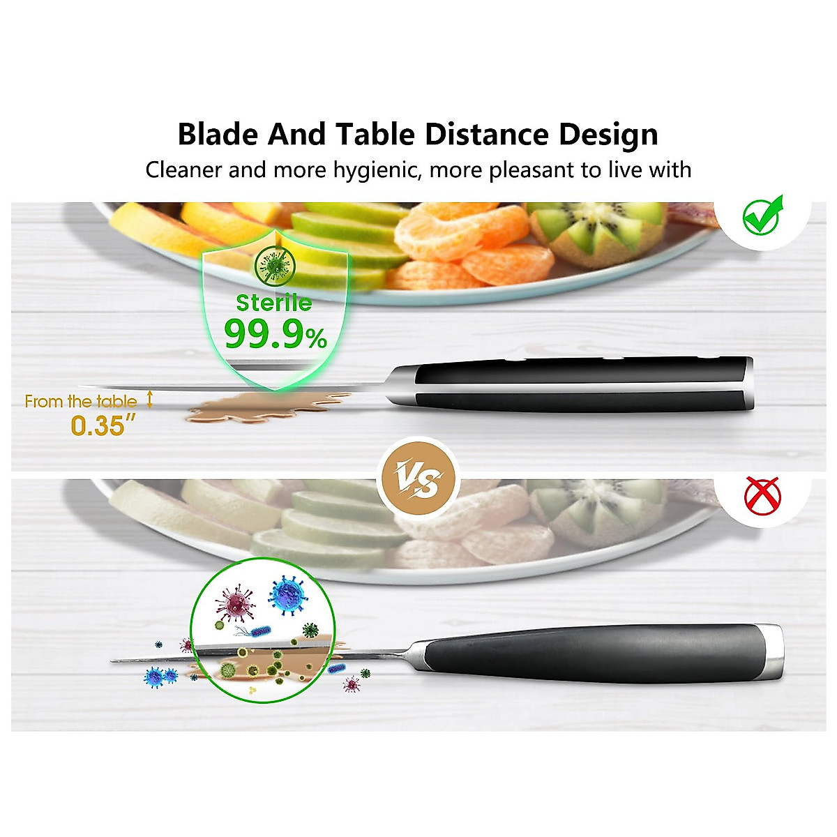 CoquusAid Paring Knife set, 2PCS small kitchen knife for fruit, 3.8 Inch Fruit knife and 2.75 inch Bird Beak peeling knife,Premium Germany Stainless Steel Ergonomic Handle,Elegant Black Ideal for Gift