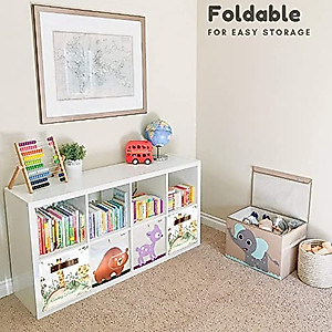 Safari Wild Animal Personalized Storage Basket ,Custom Storage Bins Cubes Organizer with Handle for Bedroom Wardrobe Nursery Basket 1 Pack