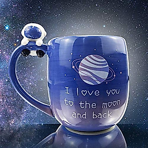 I Love You to the Moon and Back Ceramic Mug with Handle, 16 Ounce Large Coffee Tea Cup Mugs Gift