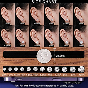 Moissanite Halo Stud Earrings Screw Back 0.2CT 3MM*2 18K White Gold Plated 925 Sterling Silver Lab Round Cut Brilliant D Color VVS1 Clarity Moissanite Halo Earrings for Women Men