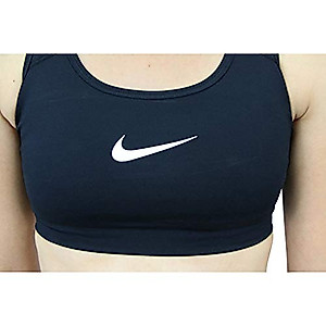 Women's Nike Swoosh Sports Bra, Sports Bra for Women with Compression & Medium Support, Black/White, XS