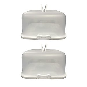 St@llion Plastic Large Square Cake Carrier with Lid Carry Handle and Easy Locking, Storage Container Lockable, Christmas Cookie Box, Trick-or-Treat 35 cm x 15 cm (Pack of 2)