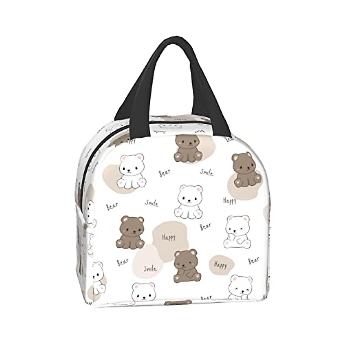 Cute Polar And Kawaii Bear Head Lunch Box Bento Box Insulated Lunch Boxes Reusable Waterproof Lunch Bag With Front Pocket For School Office Picnic